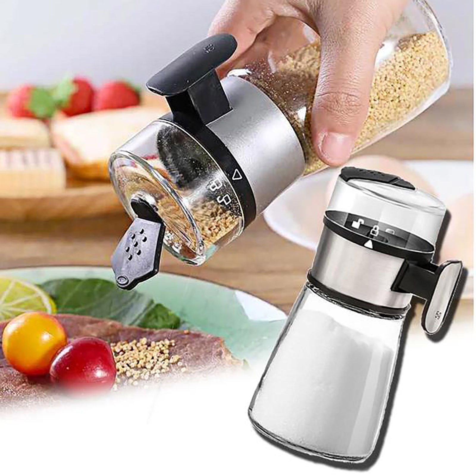 Press-Type Salt and Pepper Dispenser Quantitative Measuring Glass ...